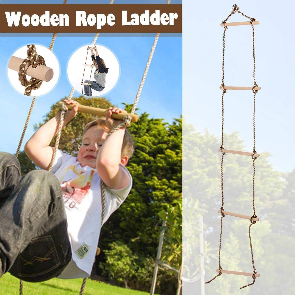 Wooden Climbing Ladder Hanging rope For Kids (5 Rungs)